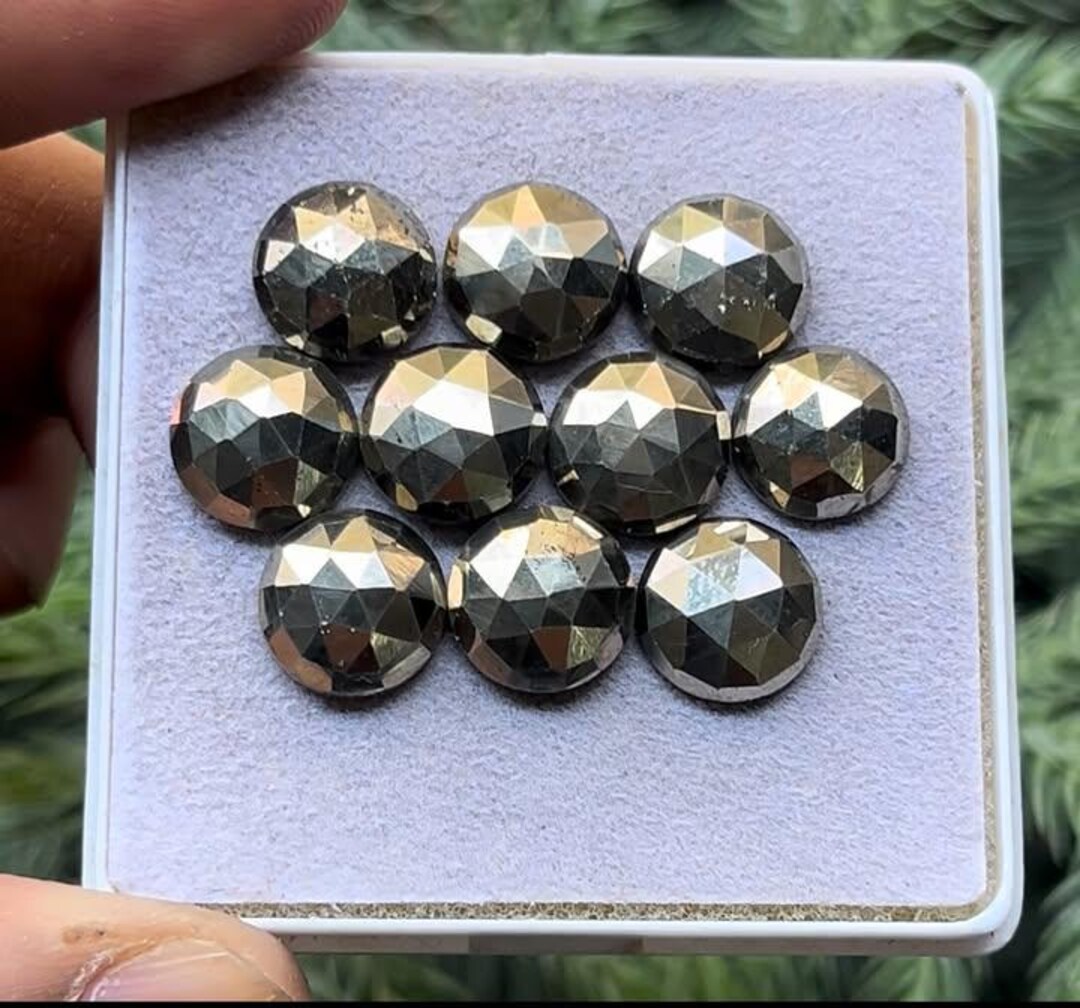 Natural Pyrite Flat Back Rose Cut Slice Round Shape, Size- 10x10 Mm ...