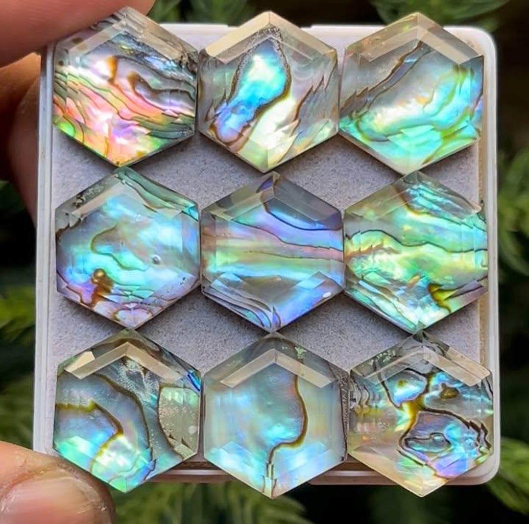 Natural Abalone Shell With Himalayan Clear Quartz Doublet Flat Back ...