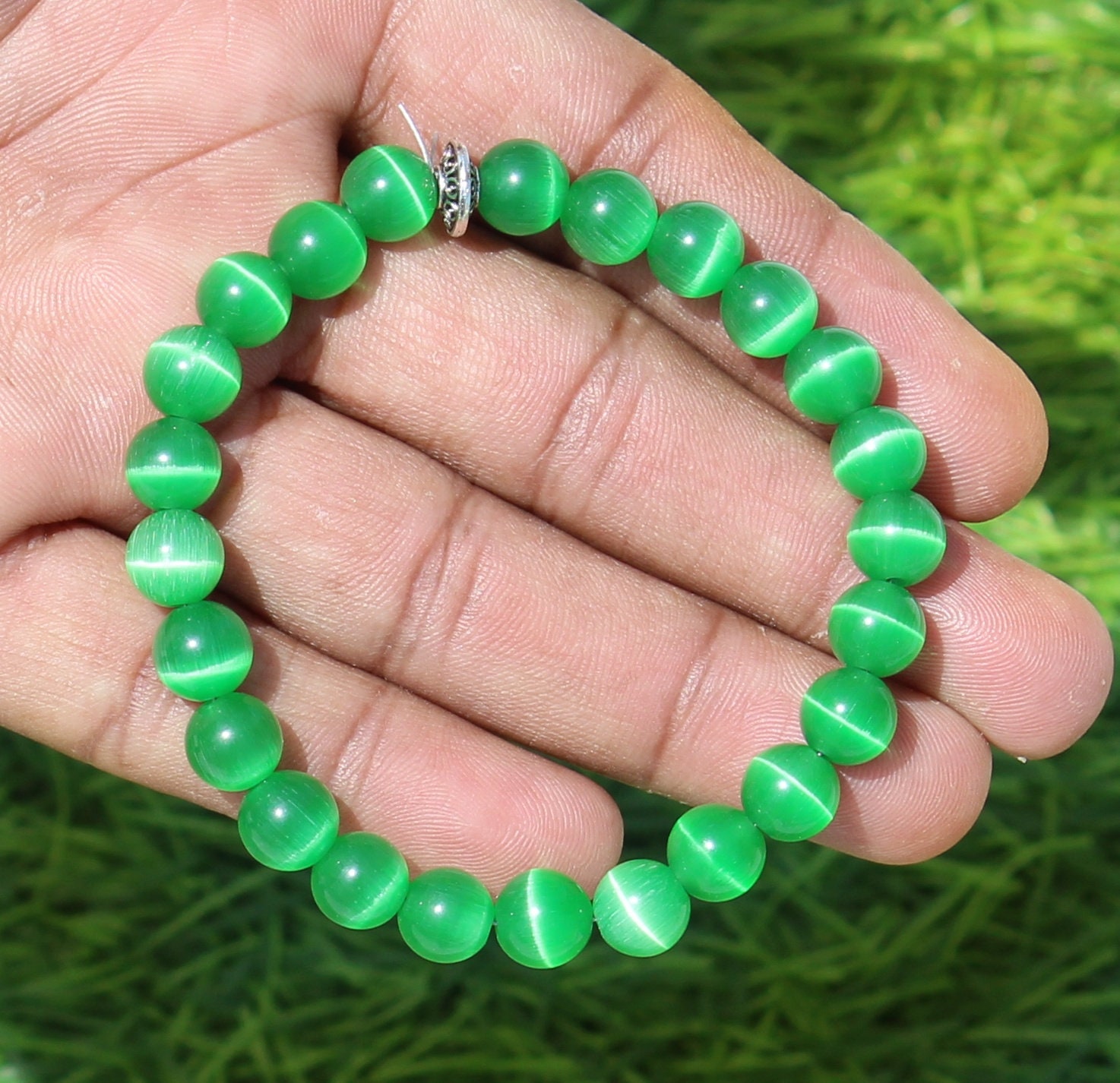 Green Selenite Gemstone Beads Bracelet Gift for Men and Women | Etsy