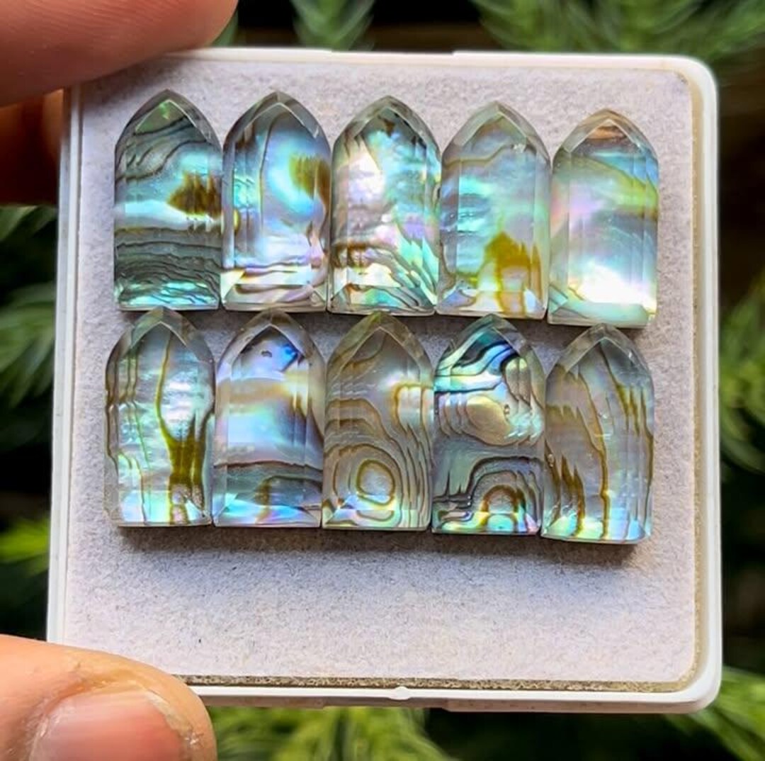 Natural Abalone Shell With Himalayan Clear Quartz Doublet Flat Back ...