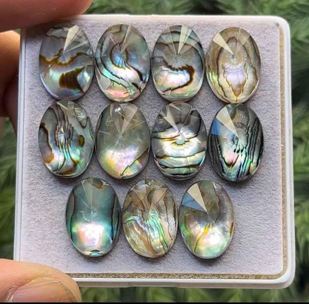 Natural Abalone Shell With Himalayan Clear Quartz Doublet Flat Back ...