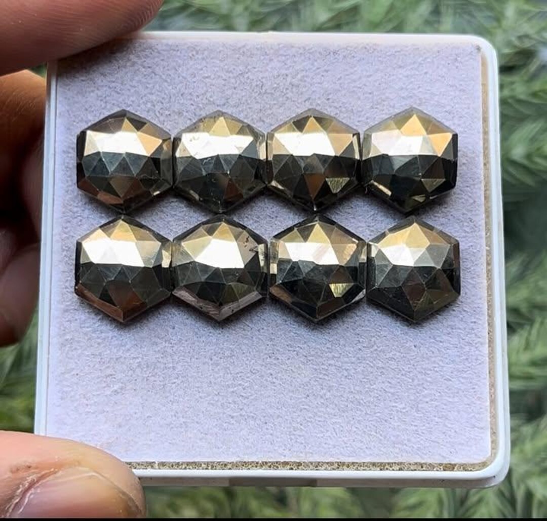 Natural Pyrite Flat Back Rose Cut Slice Hexagon Shape, Size- 10x10 Mm ...