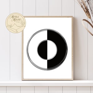Black and White Abstract Circle Print, Modern Design, Abstract Wall Art ...