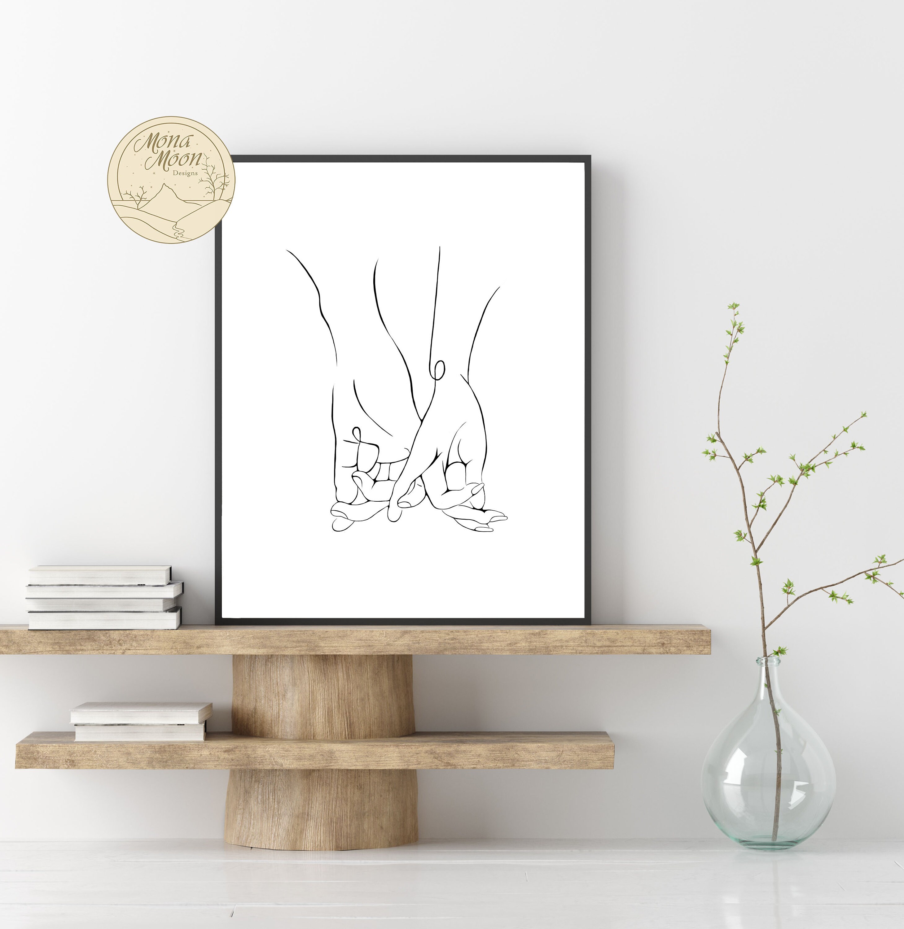 Holding Hands Print, One Line Art, Line Drawing Print, Hands Line Art ...