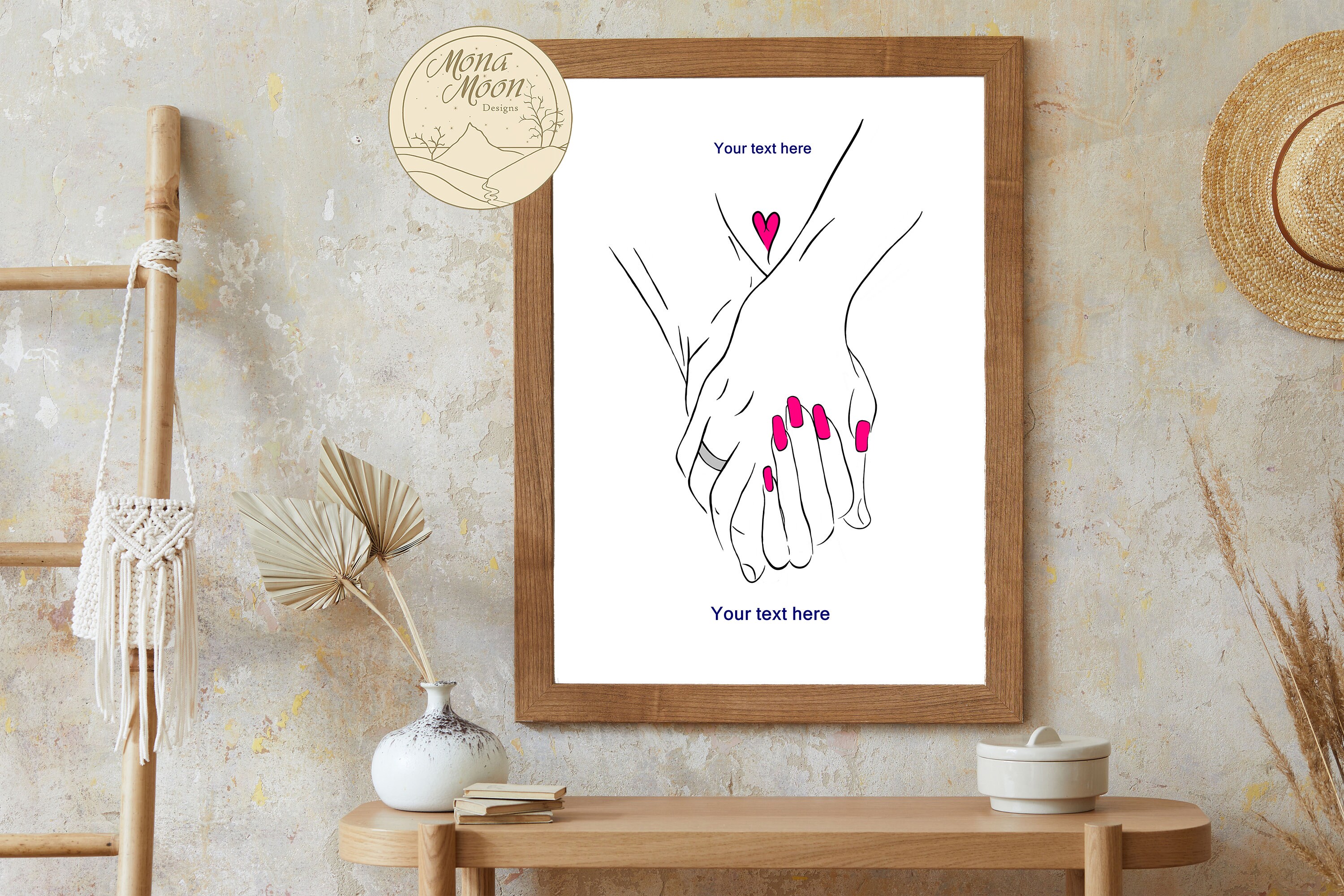 Personalized Gift, Holding Hands Print With a Quote You Choose, Line ...