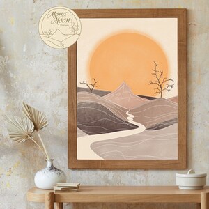Boho Desert Wall Art, Mid Century Modern Desert Print, Sunset Digital ...