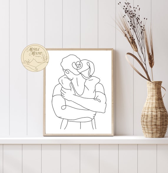 Couple Hugging Art Line Art Couple Print Line Art Printable | Etsy