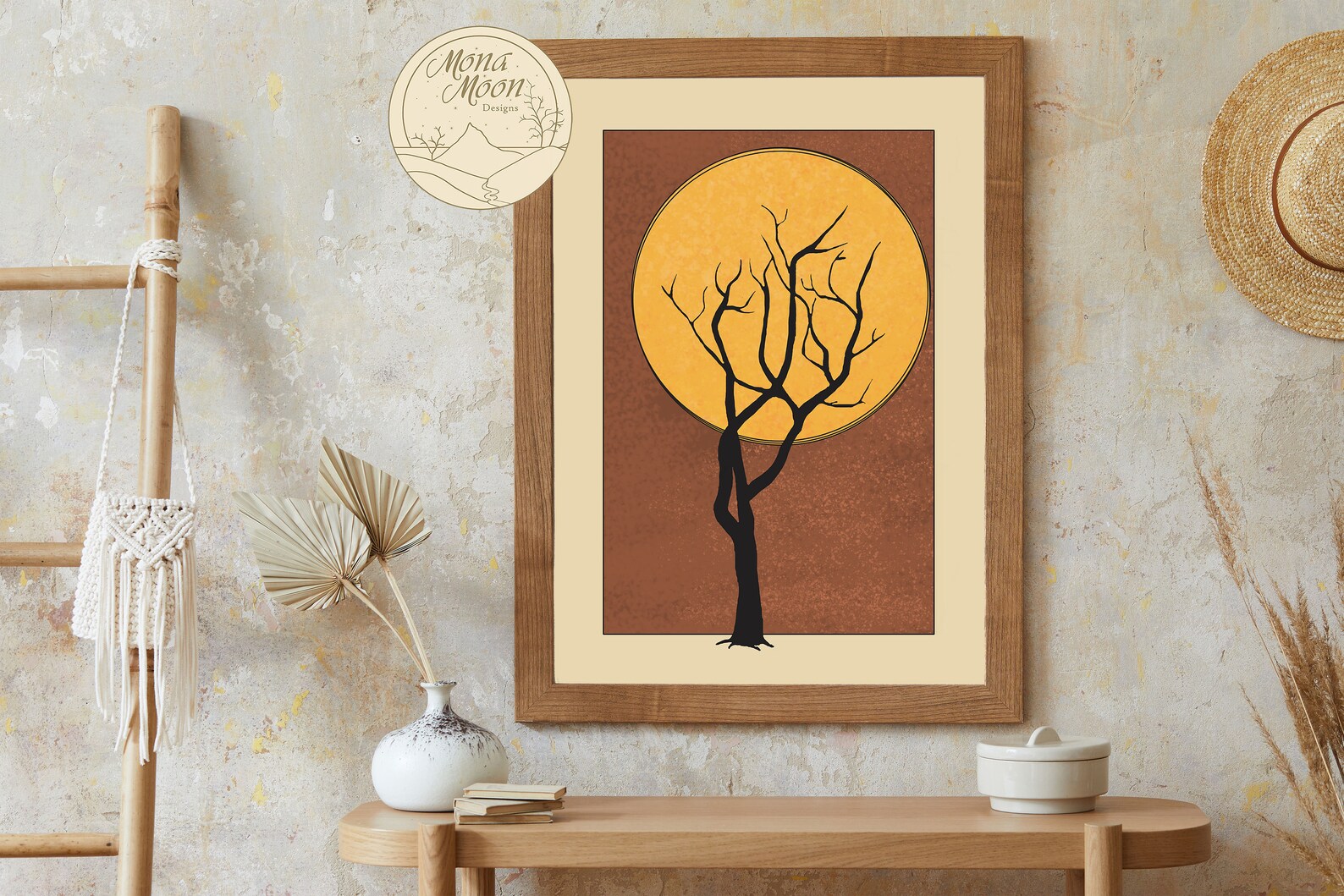 Abstract Tree, Bohemian Wall Art, Abstract Decor, Terracotta Wall Art ...