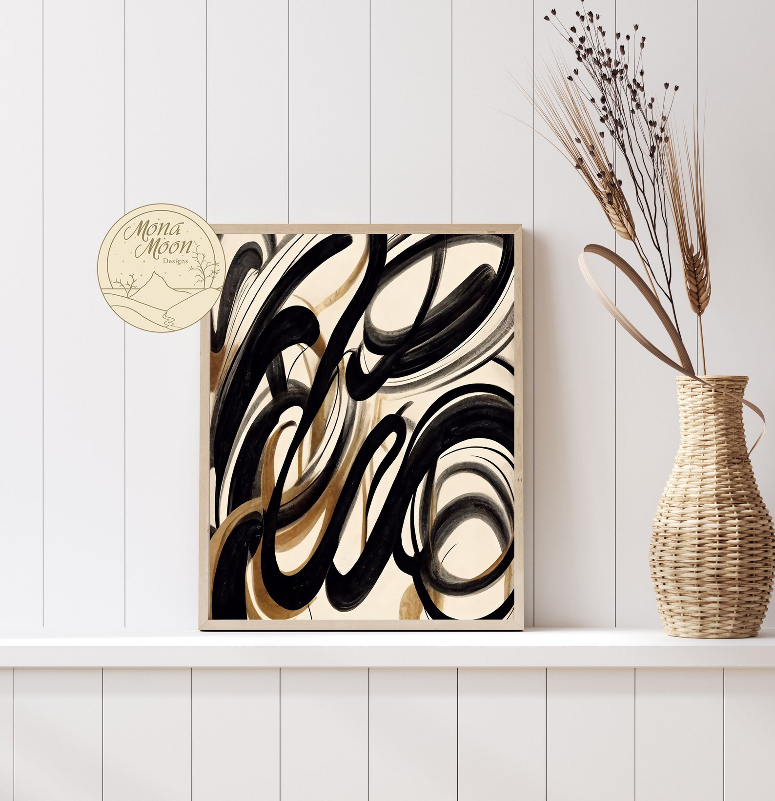 Modern Farmhouse Printable Art, Loops, Abstract Painting Printable ...