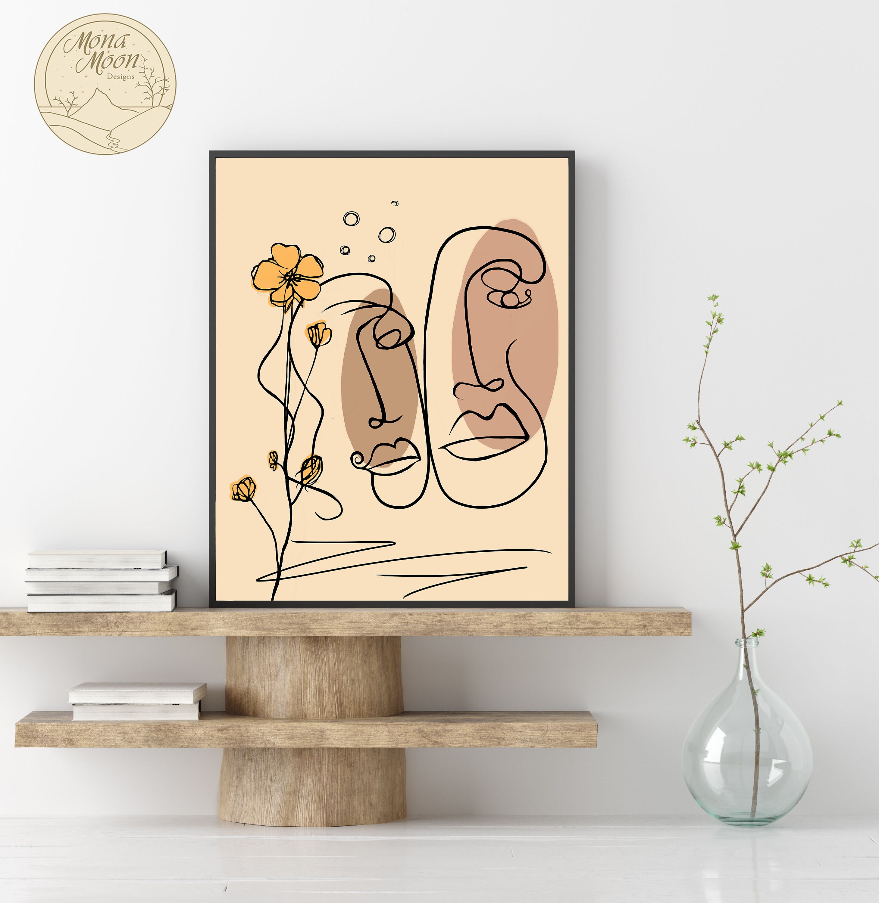 Woman and Man Faces Line Art Abstract Faces Drawing Print - Etsy UK