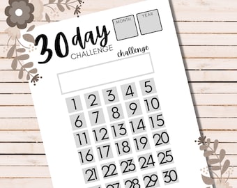 30 Day Challenge Printable Goal Setting Tracker Habit Tracker ...