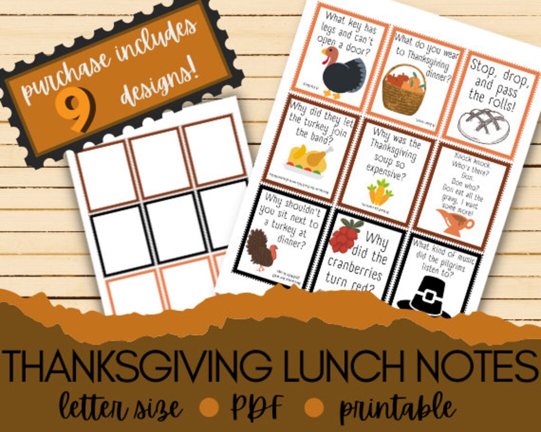 Thanksgiving Lunchbox Notes, Lunch Box Notes, Jokes for School ...