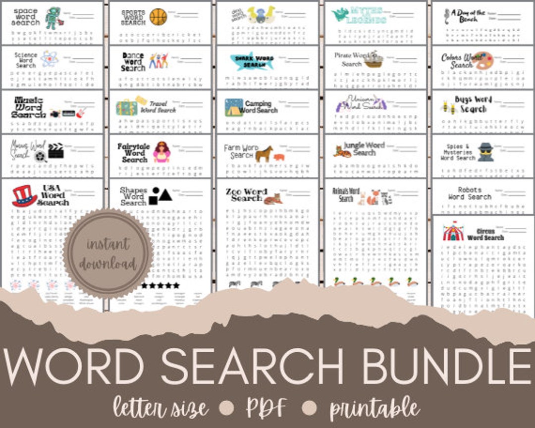Word Search Game Bundle, Word Search for Kids, Word Find, Classroom ...