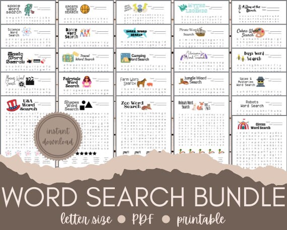 Word Search Game Bundle, Word Search for Kids, Word Find, Classroom ...
