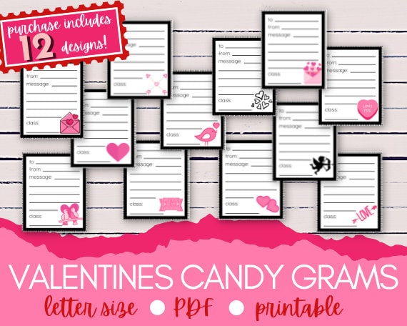 Valentine's Day Candy Grams, Printable Candy Grams, Valentine, School ...