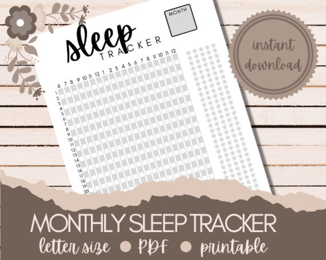 Printable Sleep Tracker, Sleep Log, Sleep Journal, Sleep Chart, Monthly ...