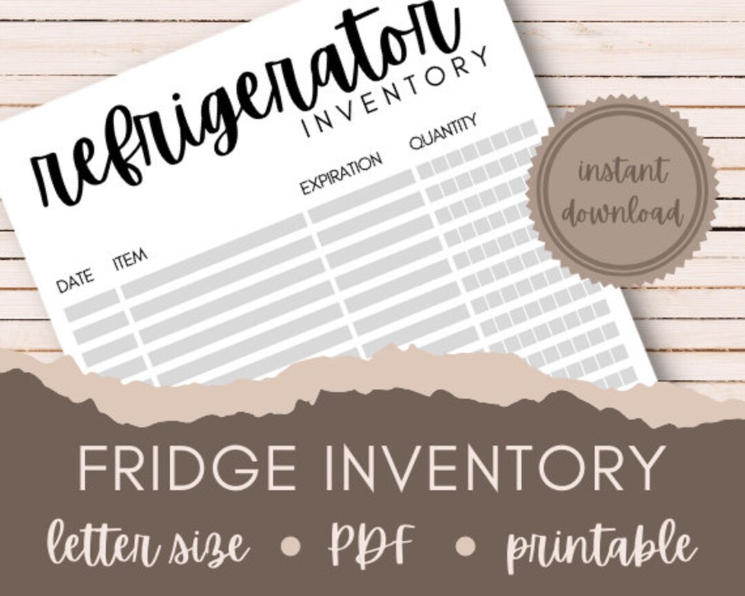 Printable Fridge Inventory Sheet, Refrigerator Tracking, Fridge Log ...