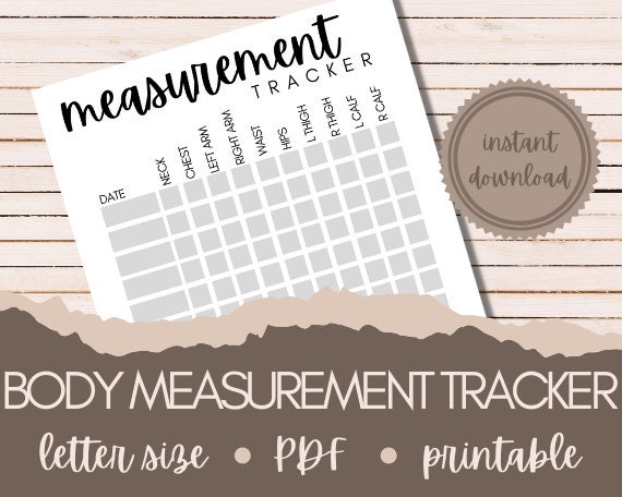 Printable Body Measurement Tracker, Body Measurement Chart, Weight Loss ...