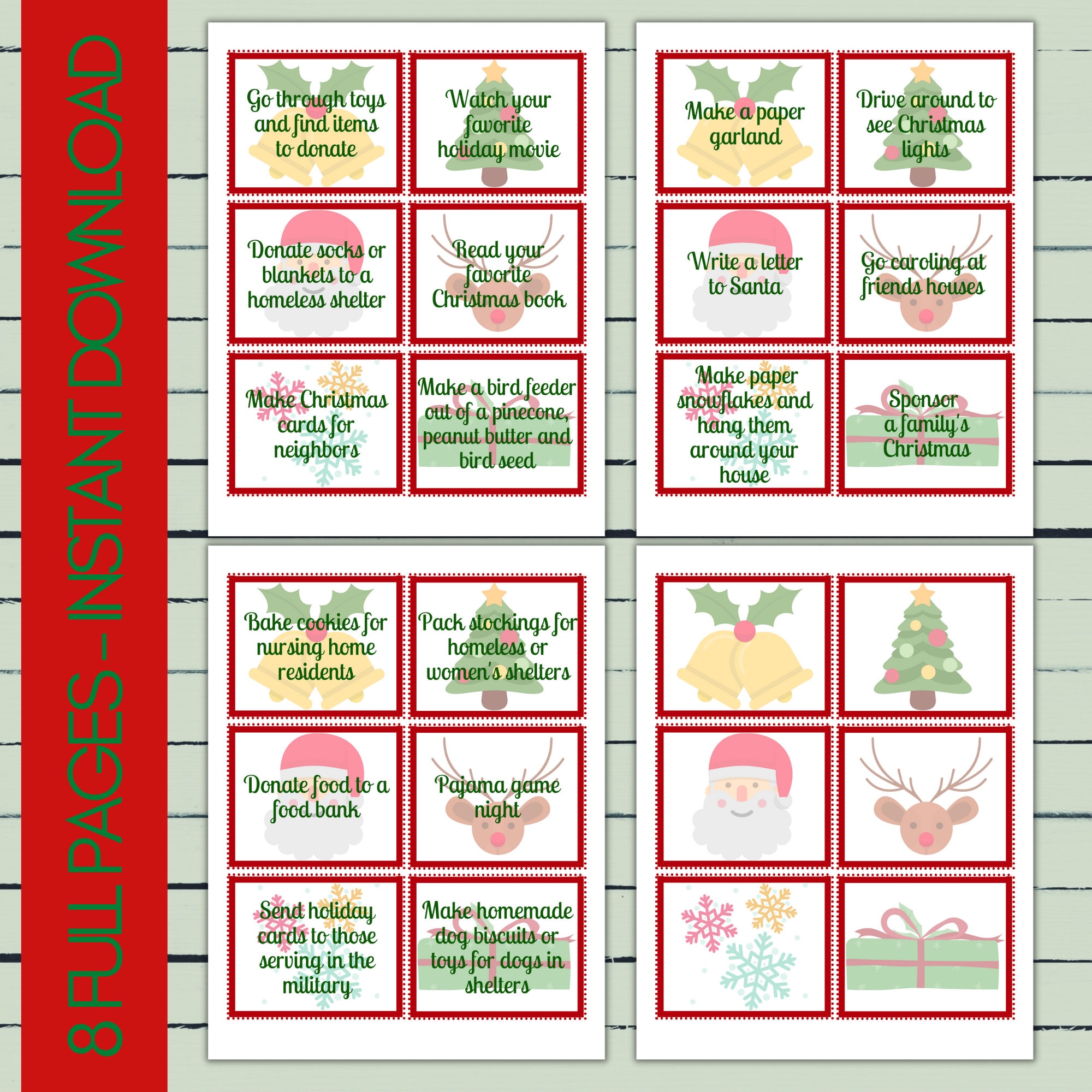 Christmas Advent Activity Cards, Kids Advent, Christmas Countdown ...