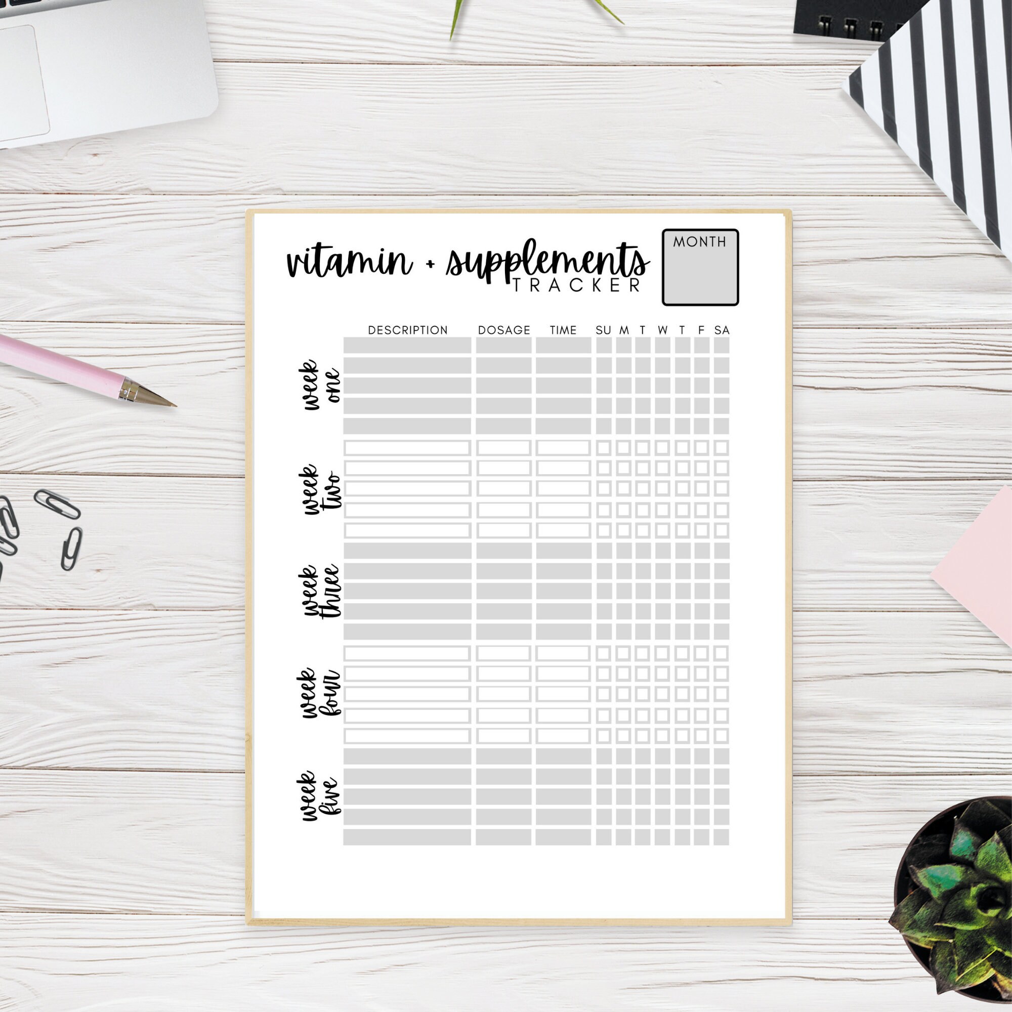 Vitamin and Supplement Tracker, Supplement Tracker, Vitamin Template ...