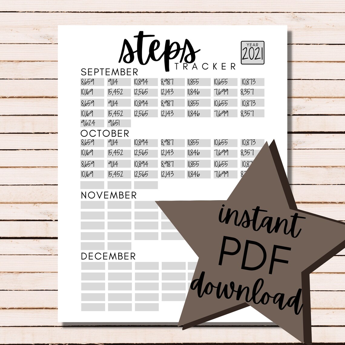 Printable Steps Tracker, Steps Log, Steps Journal, Printable PDF ...
