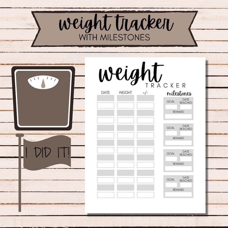 Printable Weight Tracker, Weight Loss Chart, Weight Progress, Weekly ...