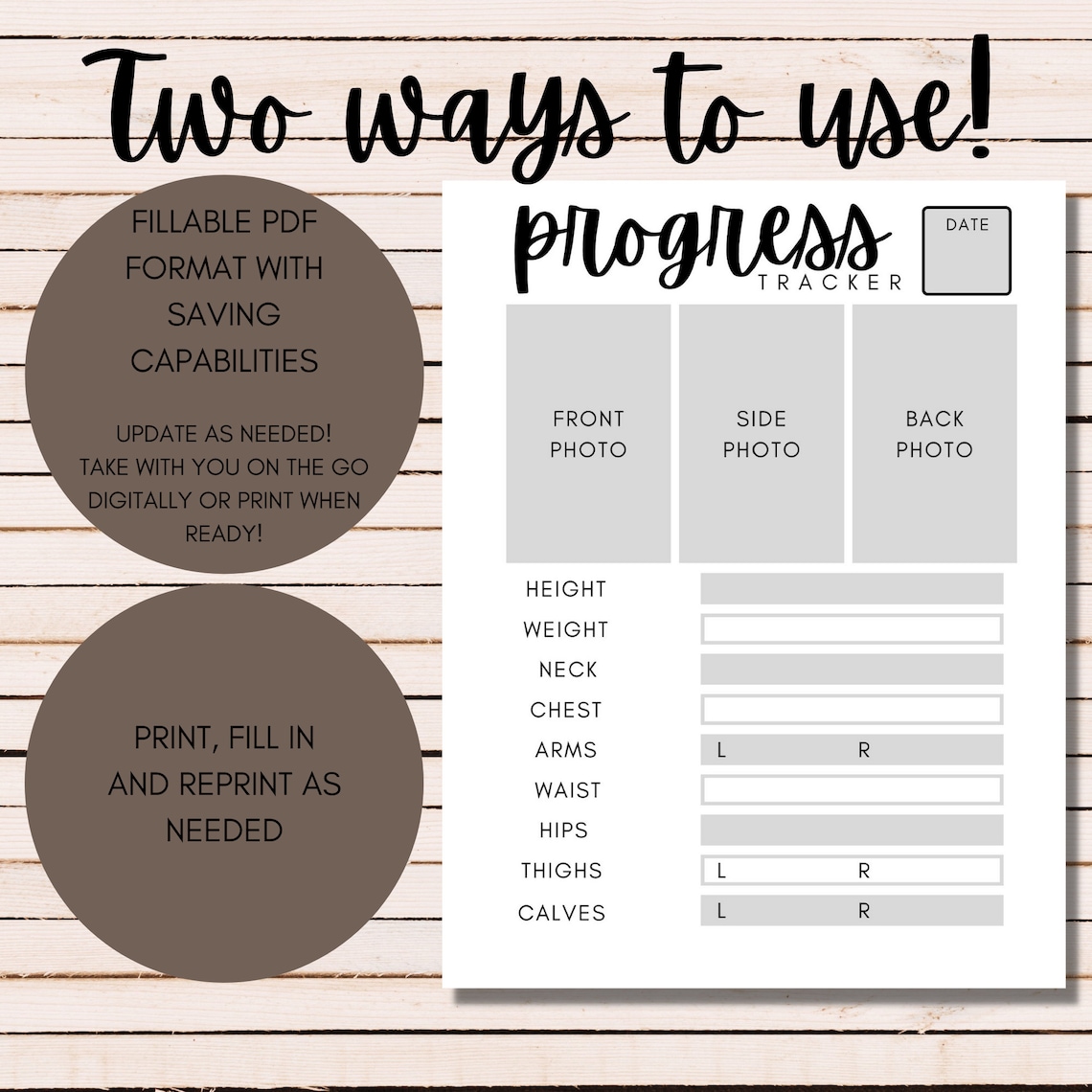 Printable Progress Tracker, Body Measurement Chart, Weight Loss Tracker ...