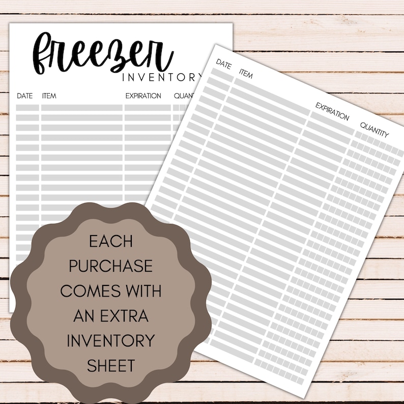 Printable Freezer Inventory Sheet, Freezer Tracking, Freezer Log ...