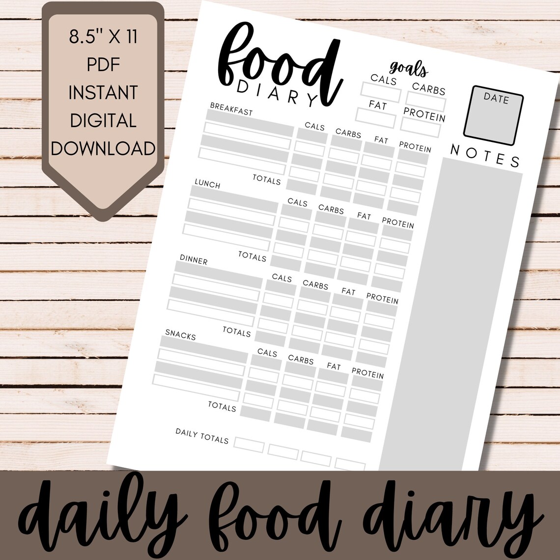 Daily Macros Tracker, Food Tracker, Food Log, Macros Log, Calorie ...