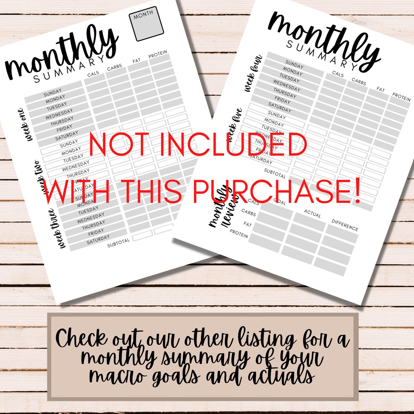 Daily Macros Tracker, Food Tracker, Food Log, Macros Log, Calorie ...