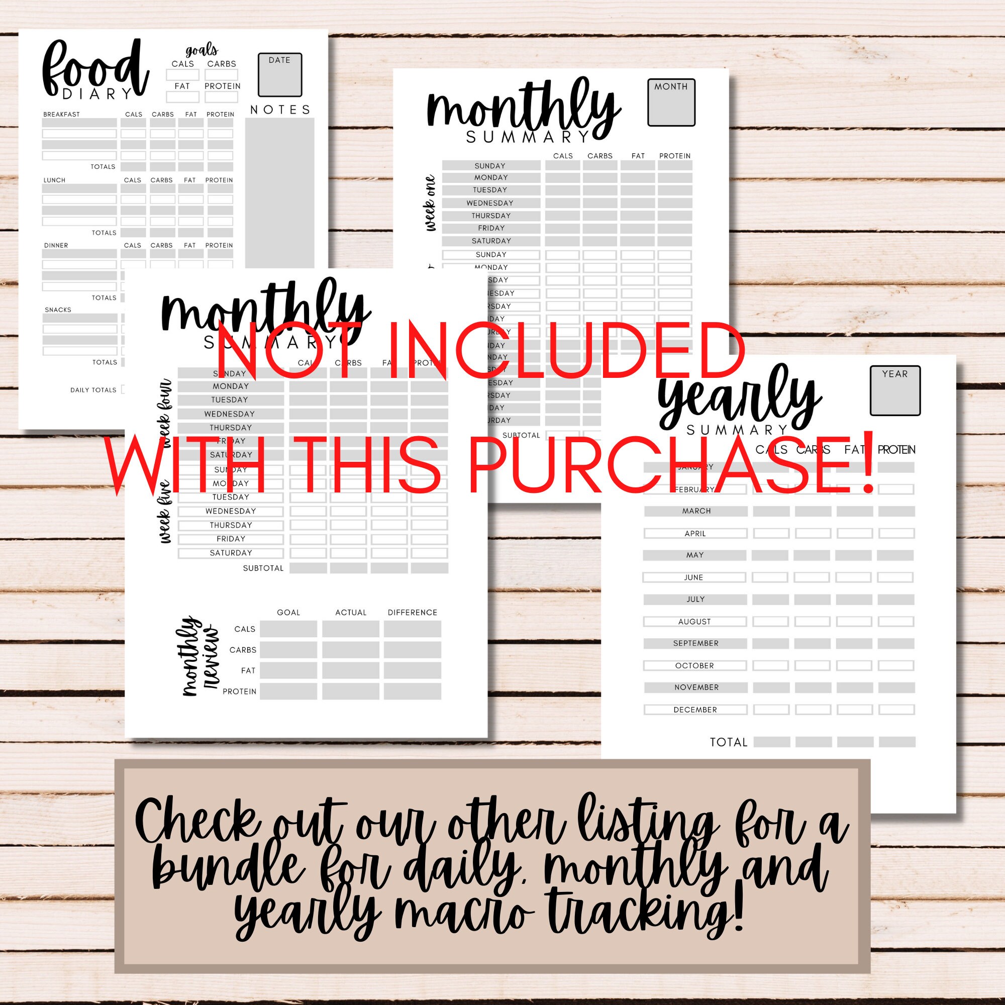 Printable Monthly Macros Tracker, Macros Summary, Food Tracker, Food ...