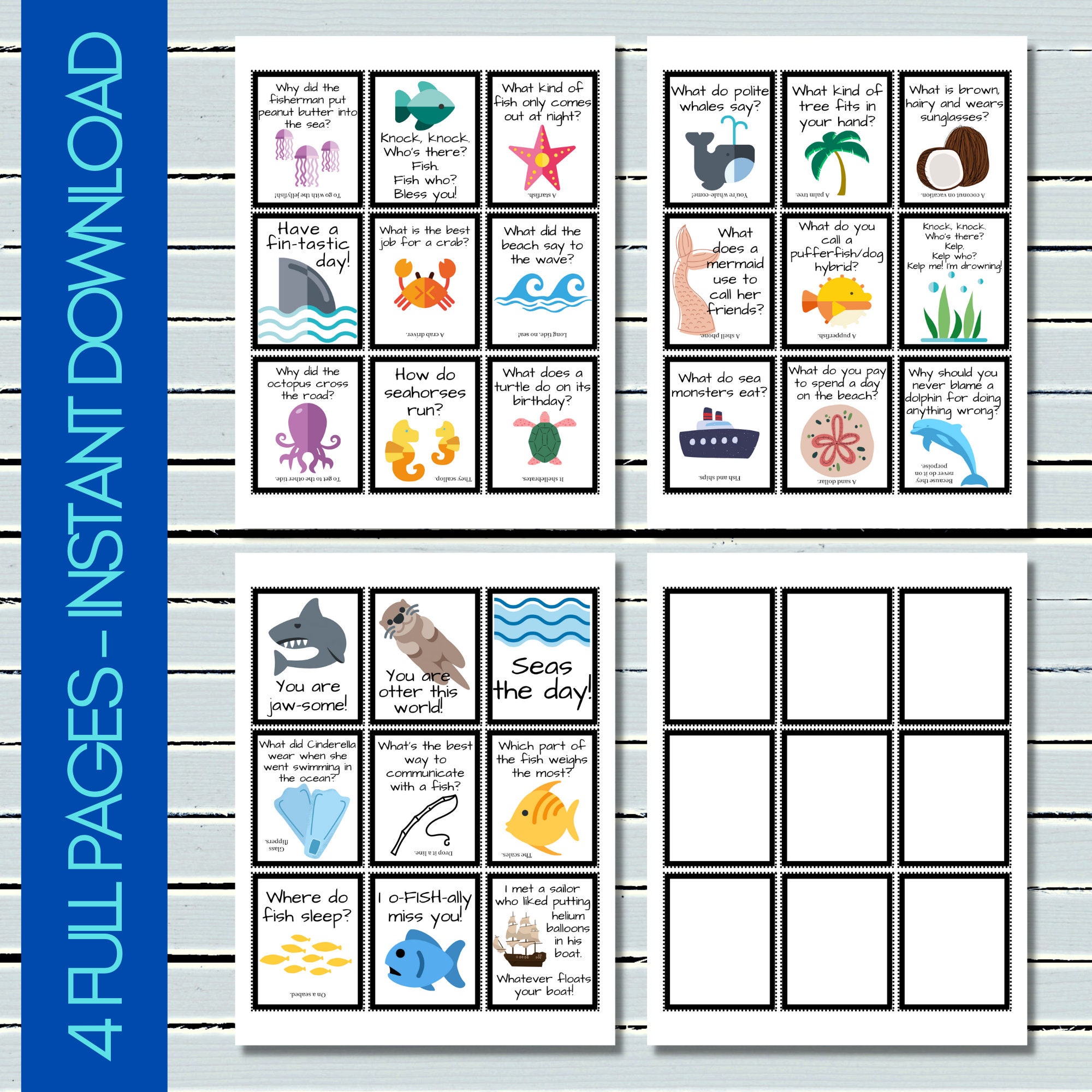 Ocean Lunchbox Notes, Printable Beach Lunch Box Notes, Jokes for School ...