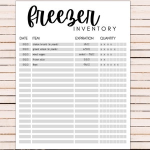 Printable Freezer Inventory Sheet, Freezer Tracking, Freezer Log ...