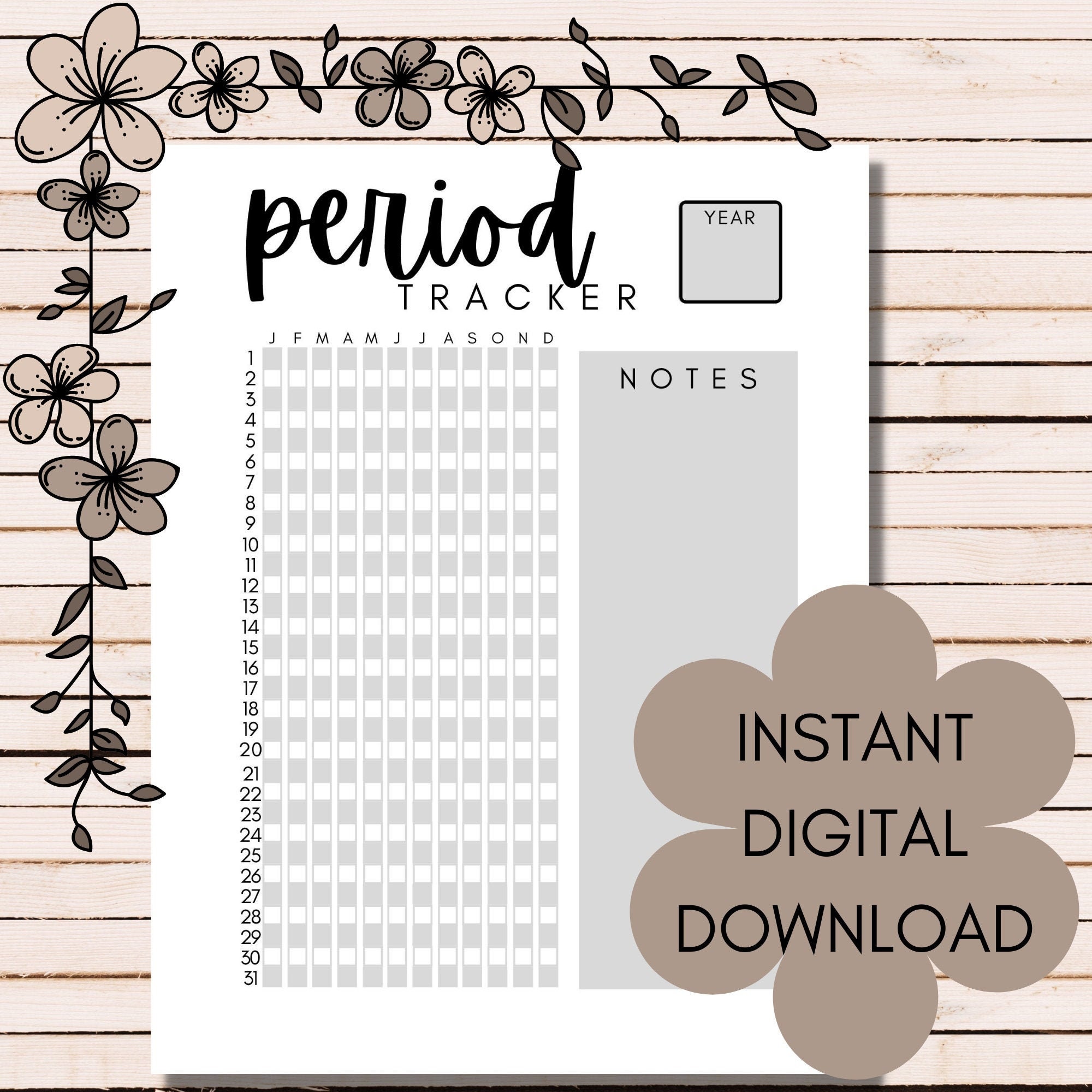 Printable Period Tracker, Period Journal, Period Log, Menstruation ...
