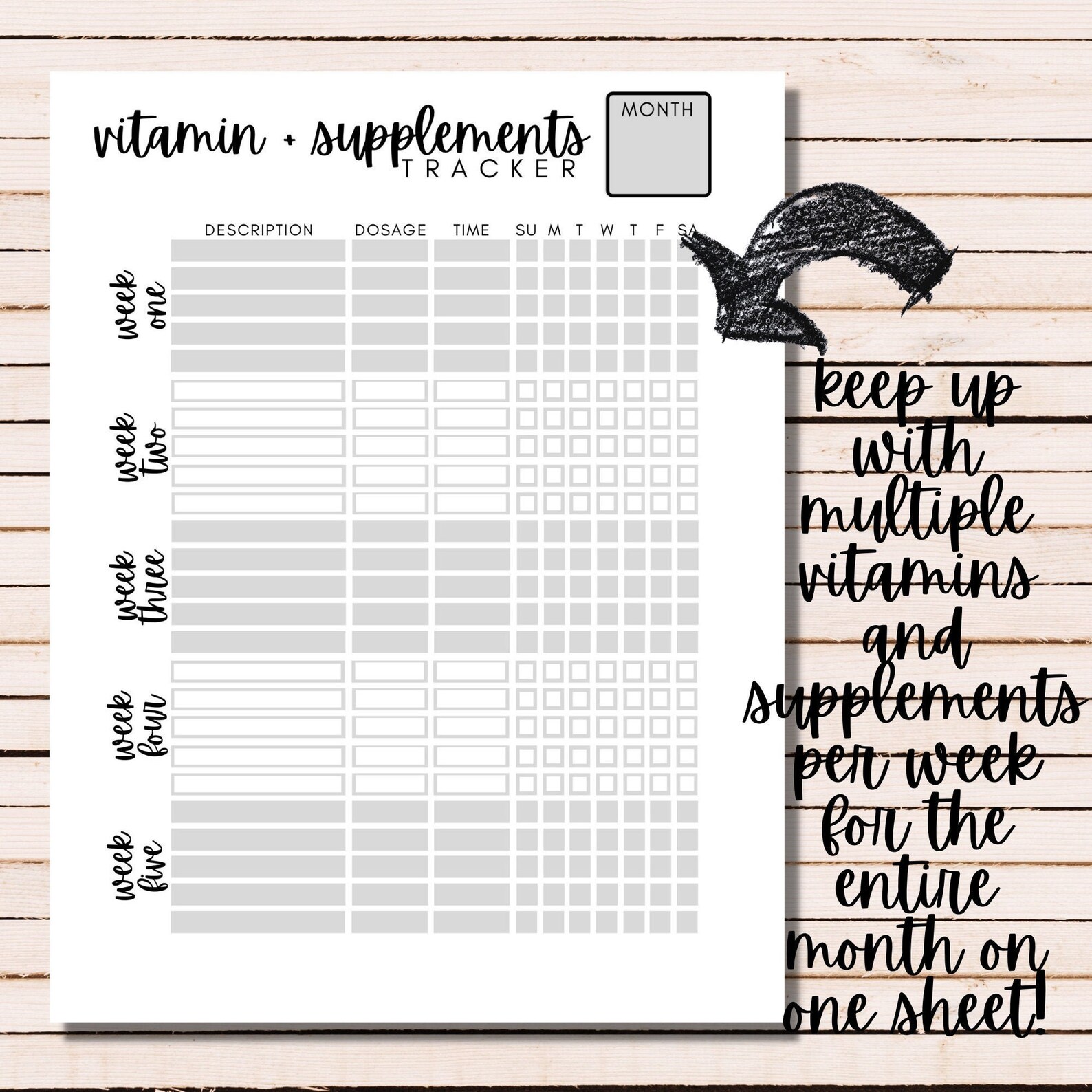 Vitamin and Supplement Tracker, Supplement Tracker, Vitamin Template ...