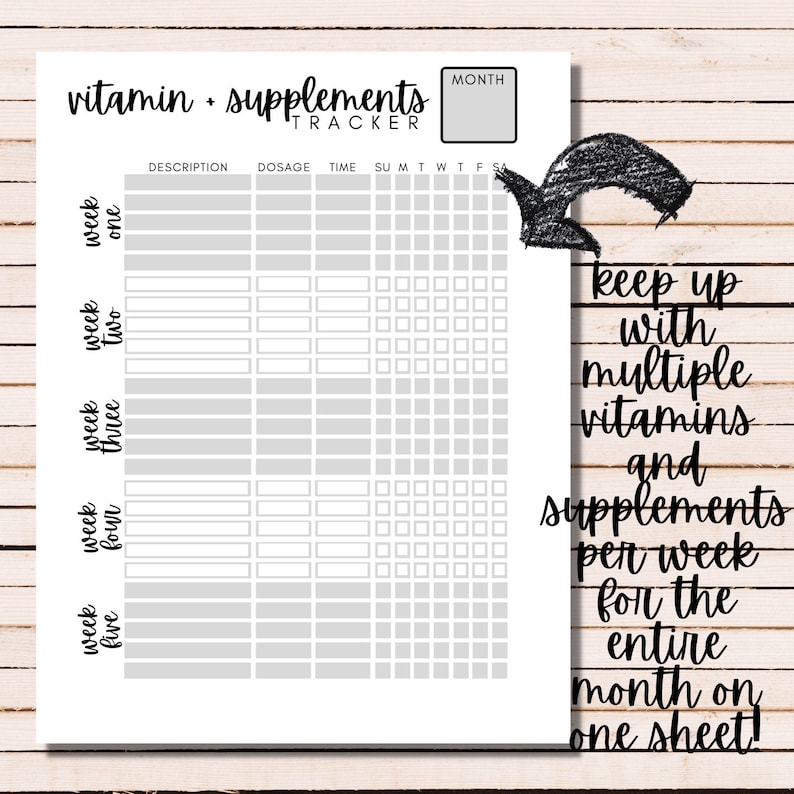 Vitamin and Supplement Tracker, Supplement Tracker, Vitamin Template ...