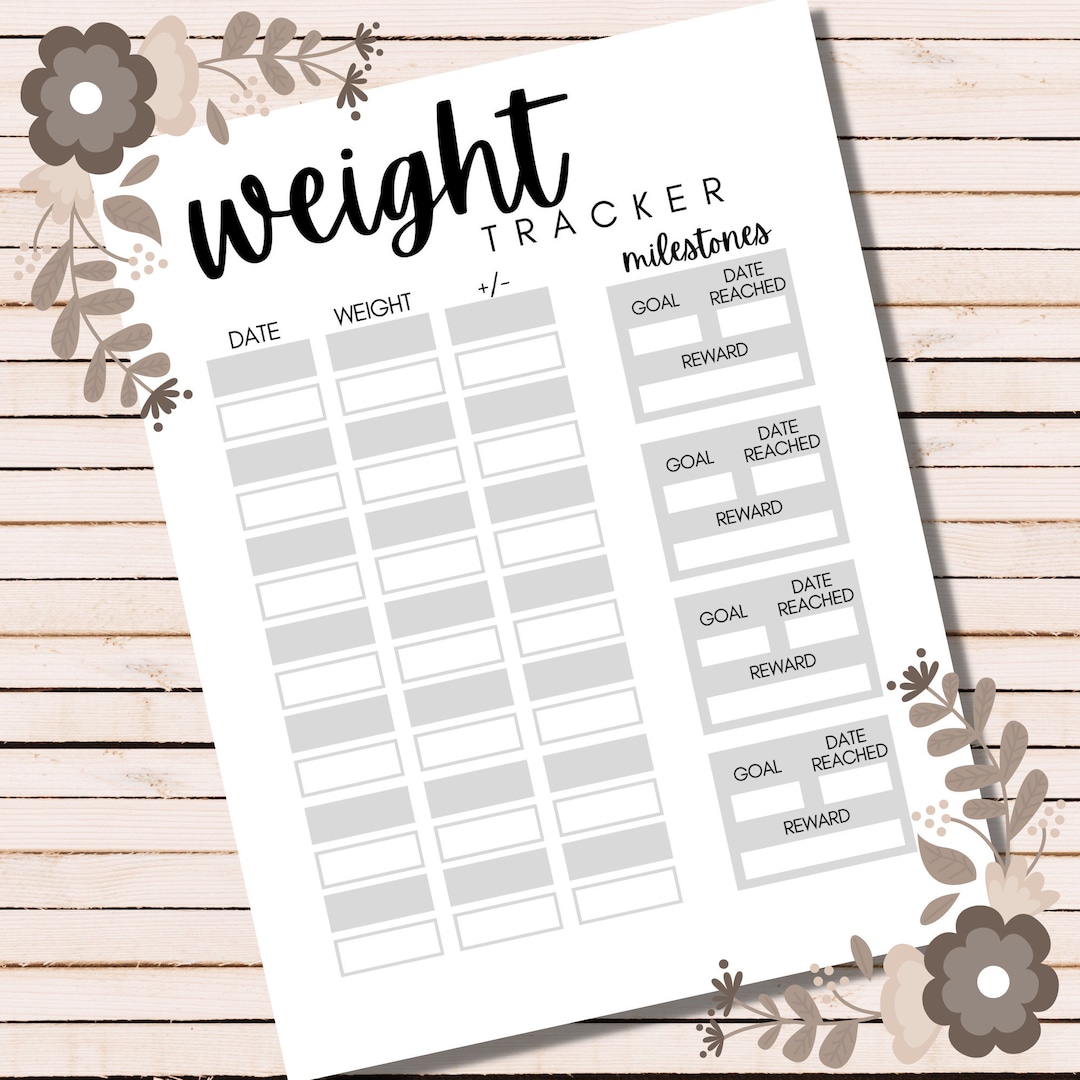 Printable Weight Tracker, Weight Loss Chart, Weight Progress, Weekly ...
