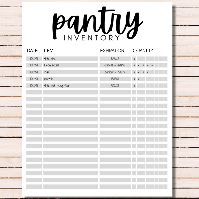 Printable Pantry Inventory Sheet, Pantry Tracking, Pantry Log, Kitchen ...