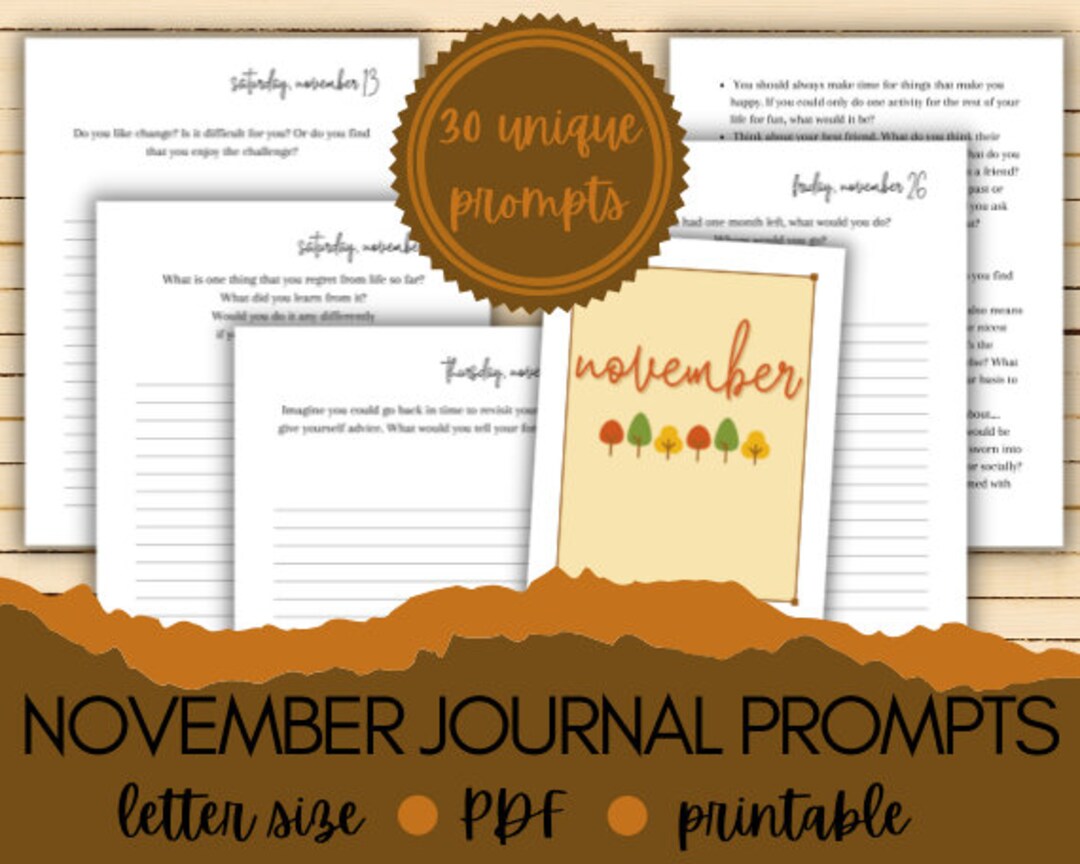November Journal Prompts, Mental Health, Journaling, Self Reflection ...