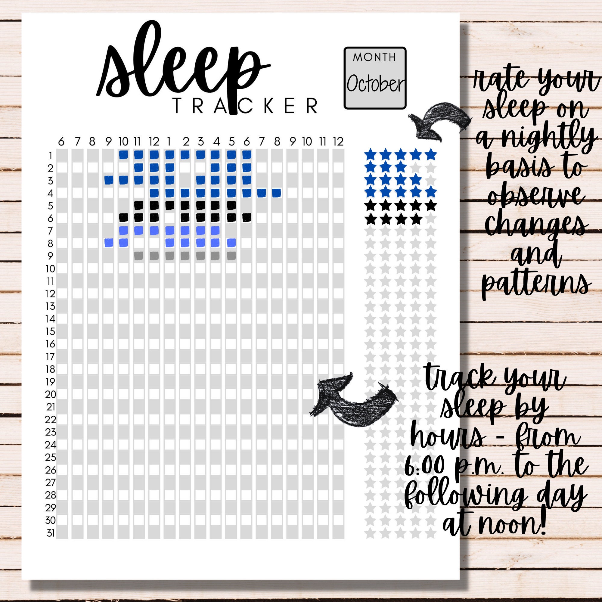 Printable Sleep Tracker, Sleep Log, Sleep Journal, Sleep Chart, Monthly ...
