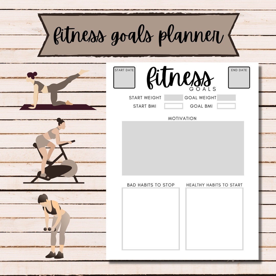 Fitness Goals Tracker, Fitness Goals Log, Printable Fitness Planner ...