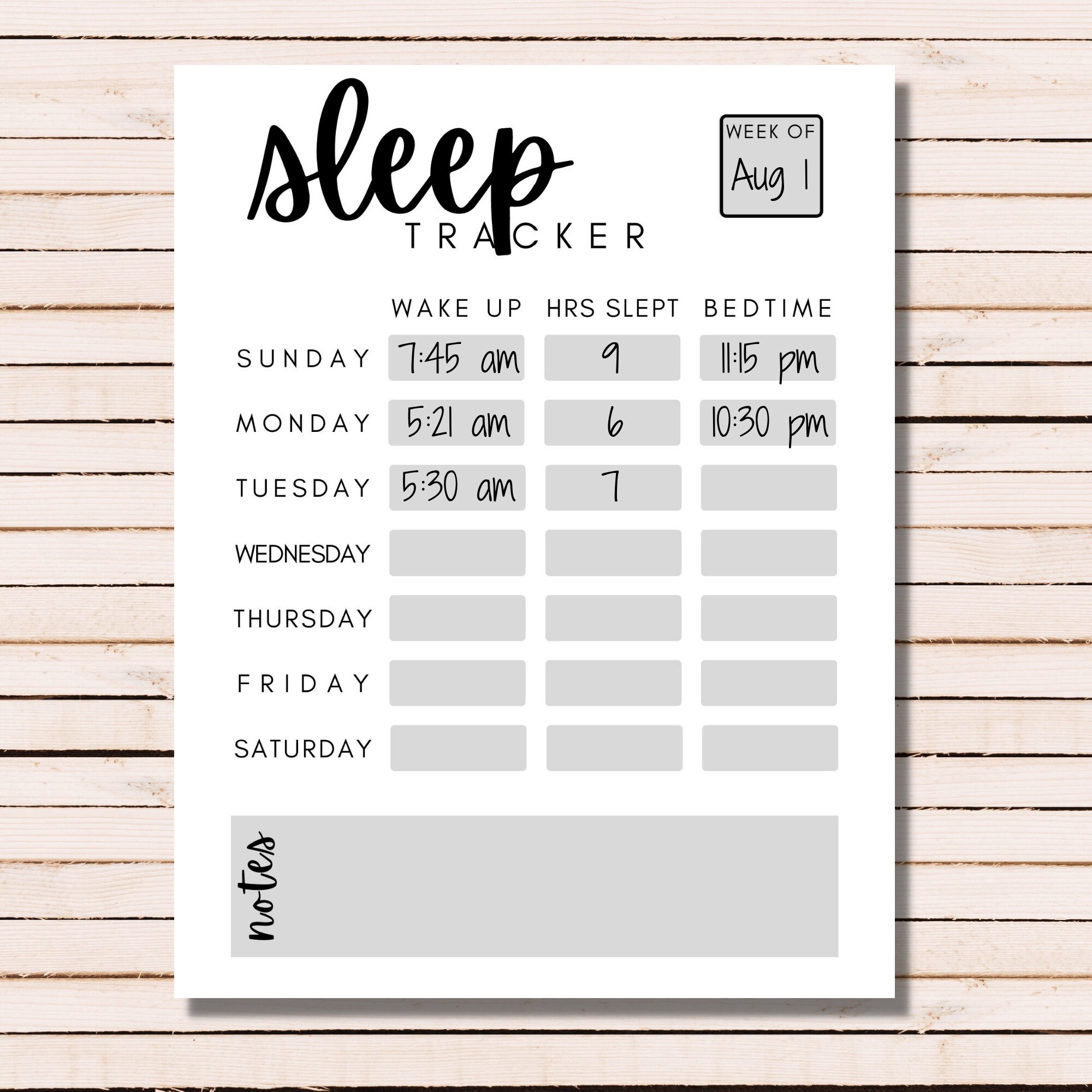 Printable Sleep Tracker, Sleep Log, Sleep Journal, Sleep Chart, Weekly ...