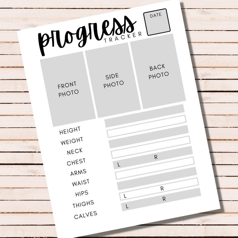 Printable Progress Tracker, Body Measurement Chart, Weight Loss Tracker ...