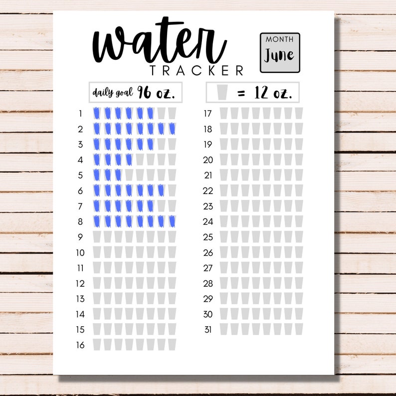 Printable Monthly Water Tracker, Water Log, Habit Tracker, PDF, Water ...