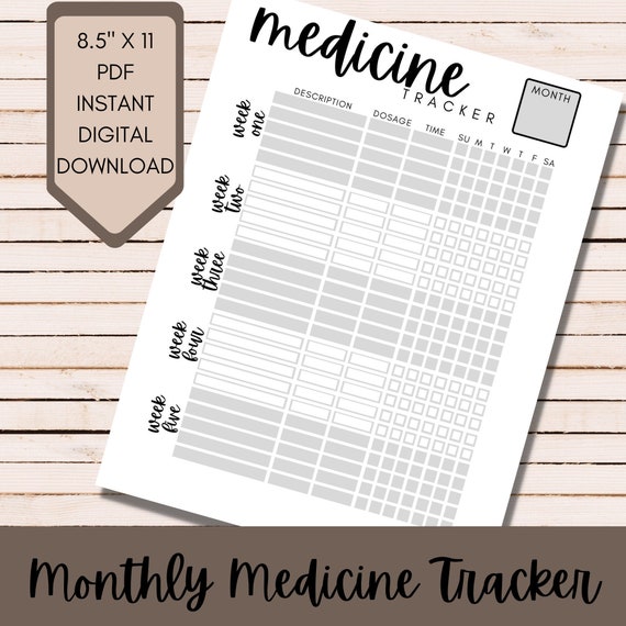 Medicine Tracker Medication Tracker Printable Medicine Log | Etsy