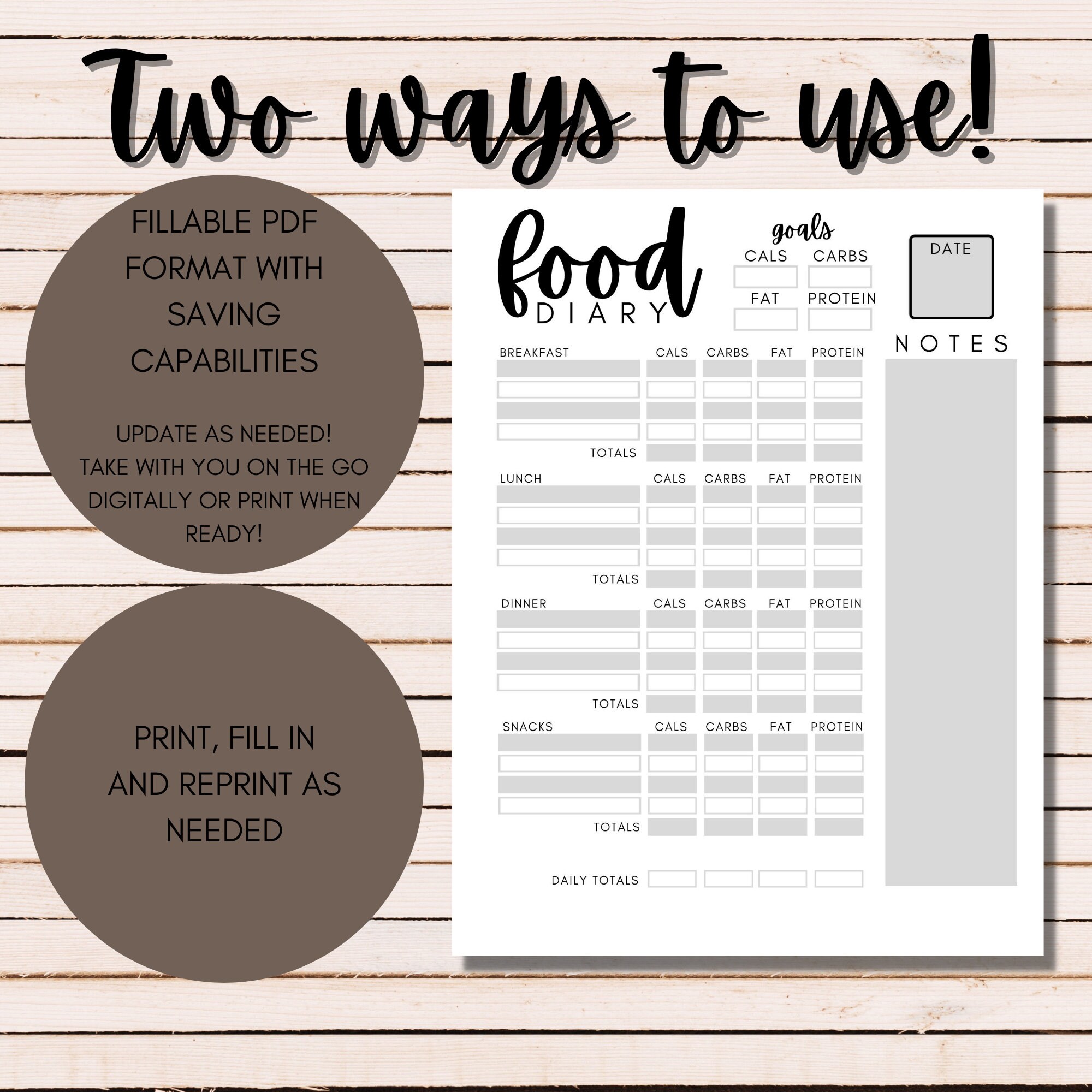 Daily Macros Tracker, Food Tracker, Food Log, Macros Log, Calorie ...