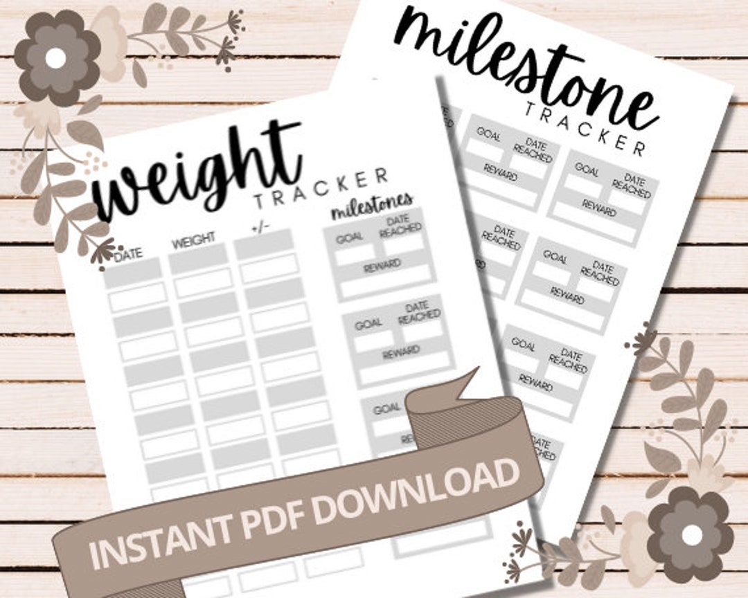 Printable Weight Tracker, Weight Loss Chart, Weight Progress, Weekly ...