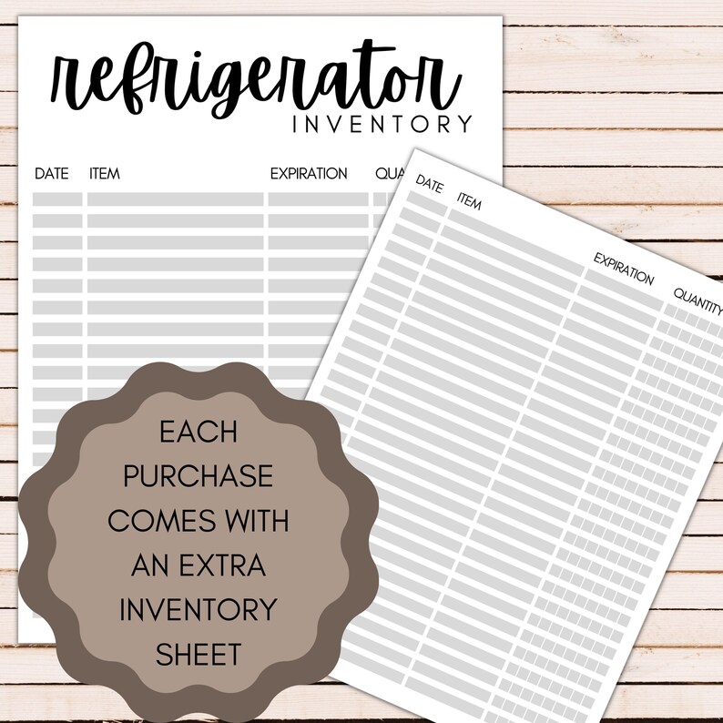 Printable Fridge Inventory Sheet, Refrigerator Tracking, Fridge Log ...