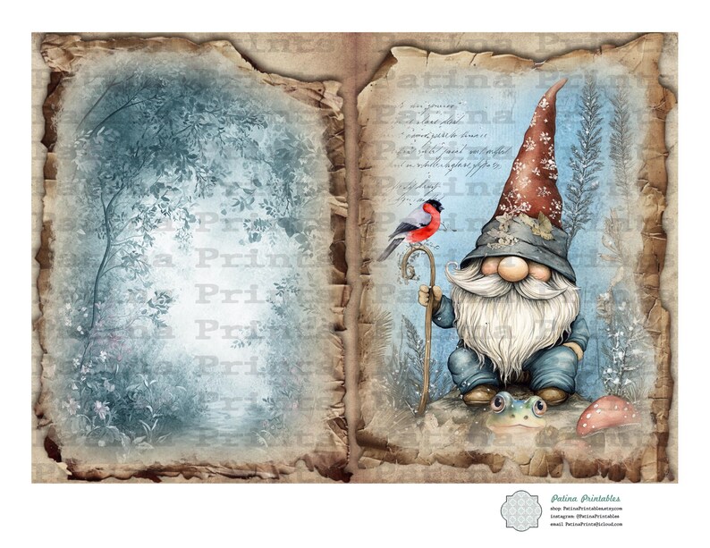 Gnomes Junk Journal Kit Digital Download Spring Summer Gnome Ephemera ...