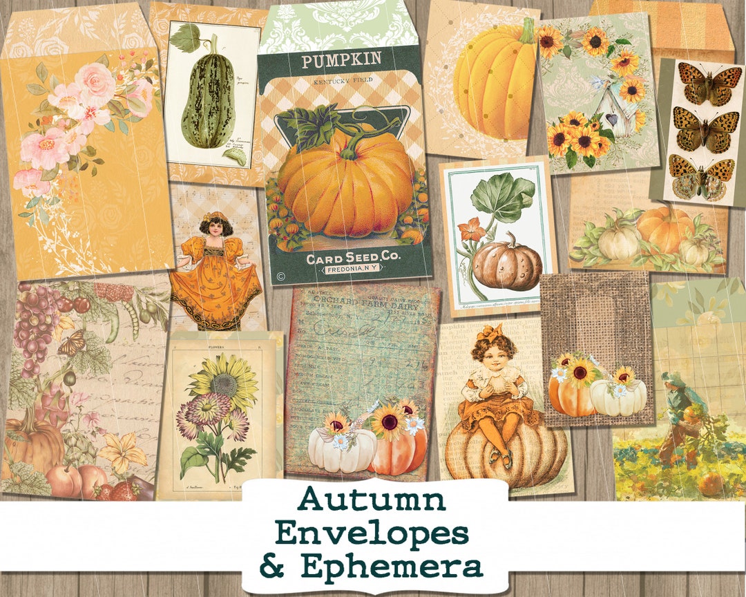 Printable Fall Envelopes, Junk Journal, Kit, Vintage, Junk Journal ...